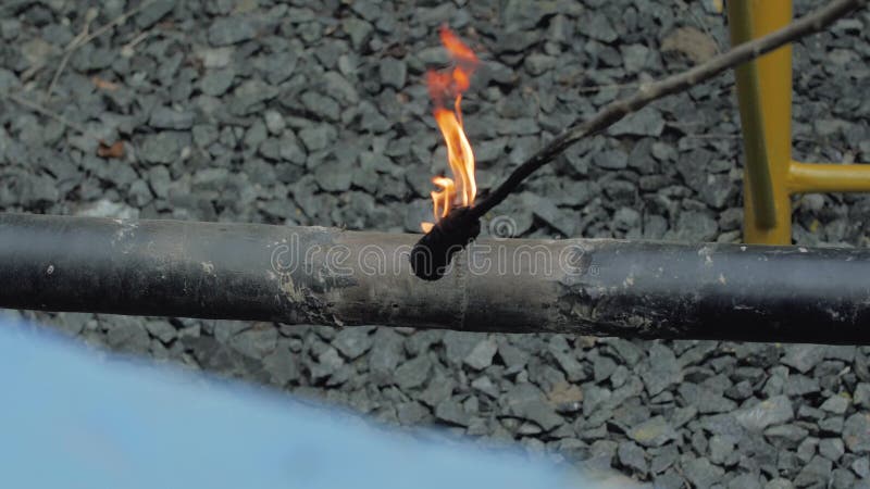 Gas pipe flame stock video. Video of dangerous, danger - 172214149