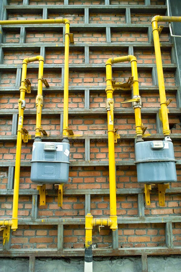 Gas Pipe and Gas Meter in the Apartment in a Kitchen Stock Image ...