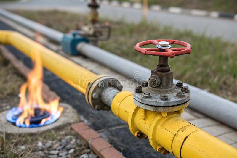 Gas Pipe with Open Yellow Valve and Burner Stock Illustration ...