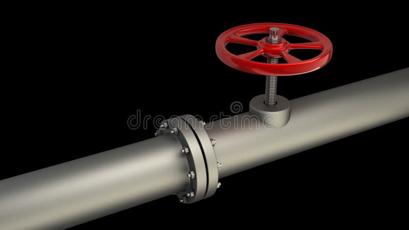 Gas pipe with a red valve stock illustration. Illustration of stop ...