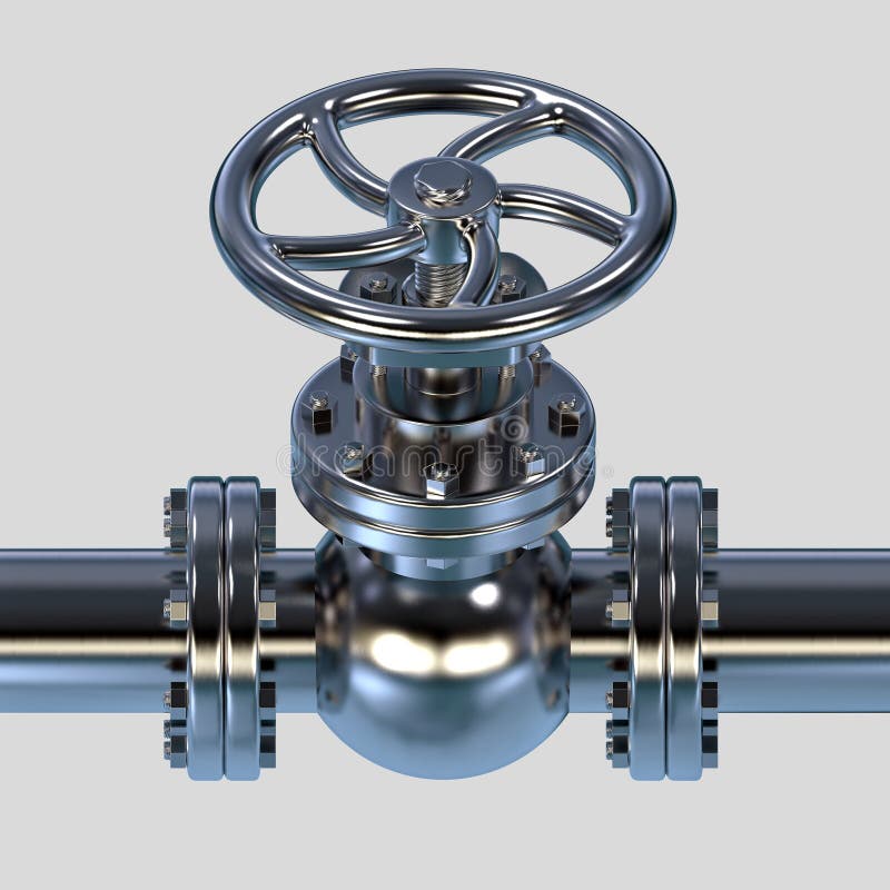 Industrial Pipe Valve Frame. Isolated on White Stock Illustration ...