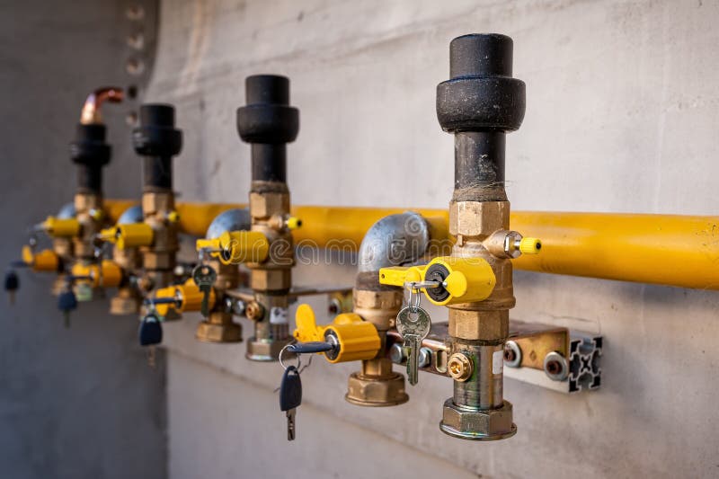 Gas Pipe and Valve with Lock. Stock Image - Image of technology ...