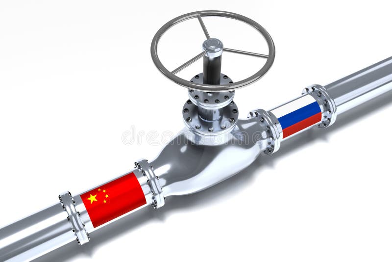 Gas Pipeline, Flags of China and Russia Stock Illustration ...