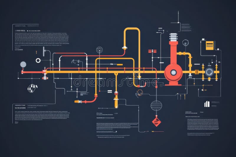 Gas Pipeline Flow Infographic Illustrating the Design and Connectivity ...