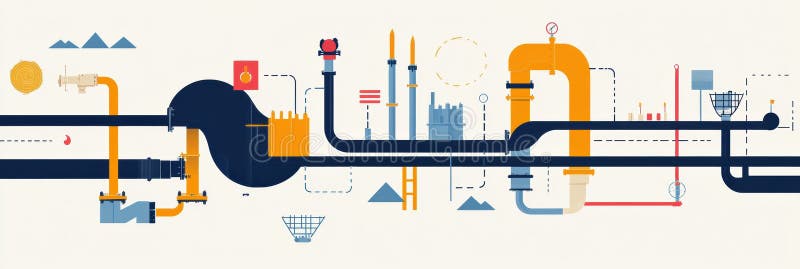 Gas Pipeline Flow Infographic Showcasing Minimalist Design and ...