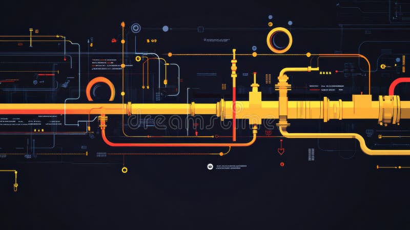 Gas Pipeline Flow Infographic Showcasing Minimalistic Design and Data ...