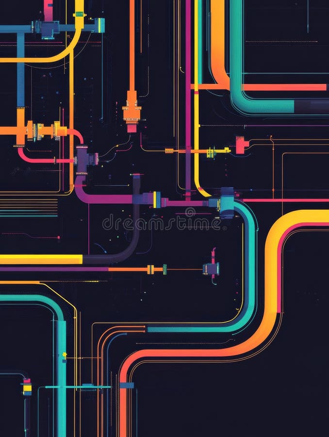 Gas Pipeline Flow Visualization Showcasing Interconnected Pathways in a ...