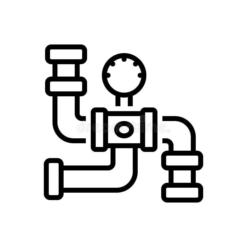 Black Line Icon for Gas Pipeline, Connector and Piping Stock Vector ...