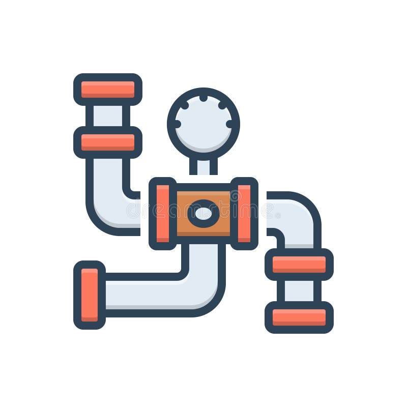 Color Illustration Icon for Gas Pipeline, Connector and Piping Stock ...