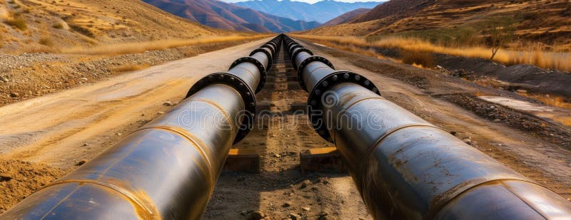 Large Pipe on Dirt Road stock photo. Image of work, metal - 308920264
