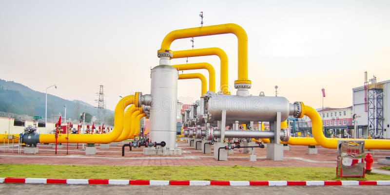 Gas pipeline at night editorial image. Image of automatic - 64608875