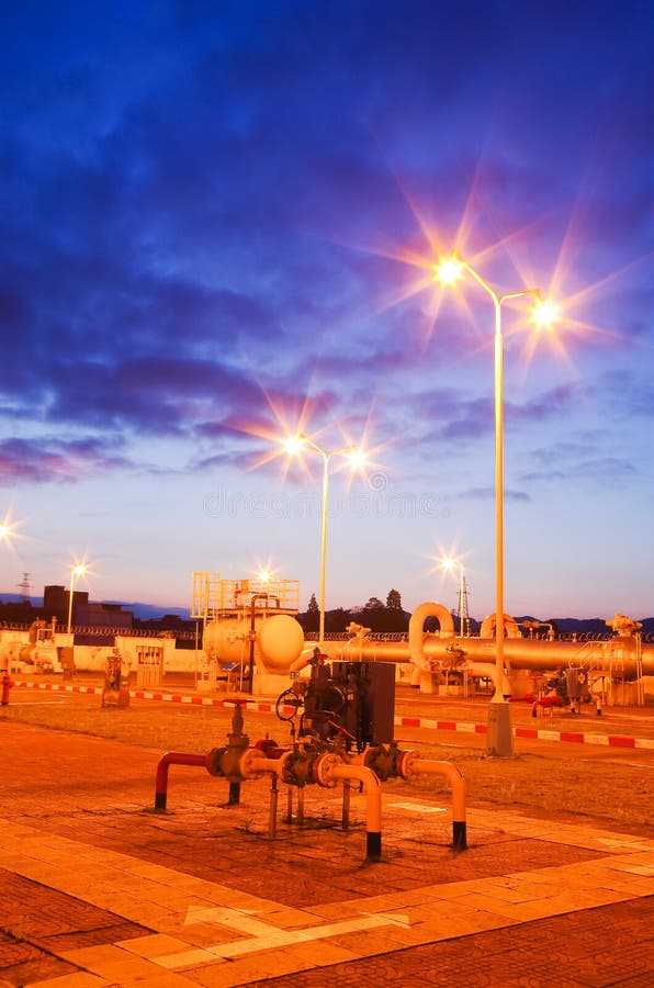 Gas pipeline at night editorial photography. Image of metallic - 72925882