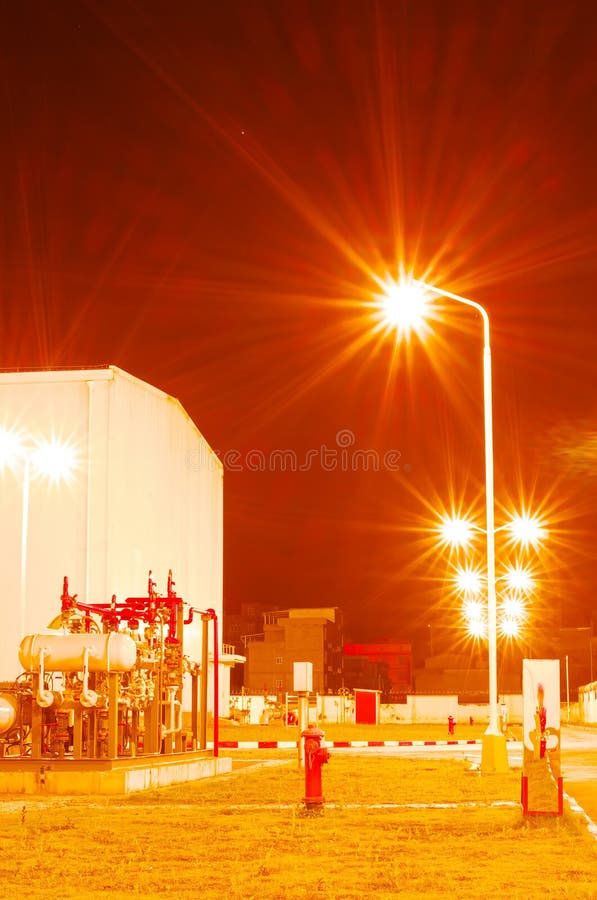 Gas pipeline at night editorial stock image. Image of fuel - 93682184