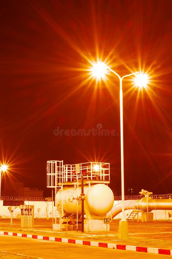Gas pipeline at night editorial photo. Image of chemical - 93682206