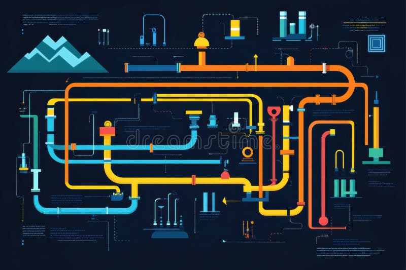 Gas Pipelines Flow Infographic Highlighting Transport and Distribution ...