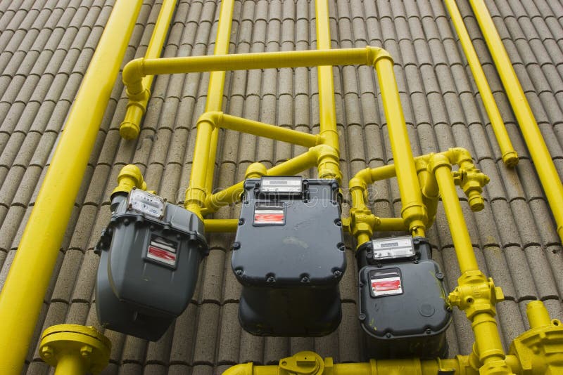 Gas pipes stock image. Image of brick, round, mess, wall - 868563