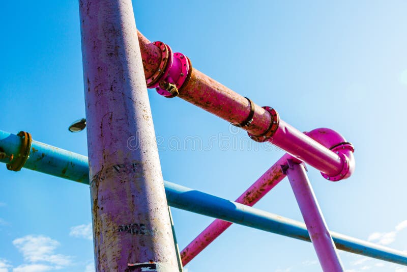 Gas pipes stock photo. Image of geometry, pink, industrial - 79208566