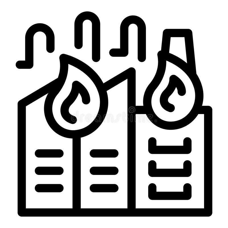 Gas Plant Emitting Gas and Fire with Storage Tanks Icon Stock Vector ...