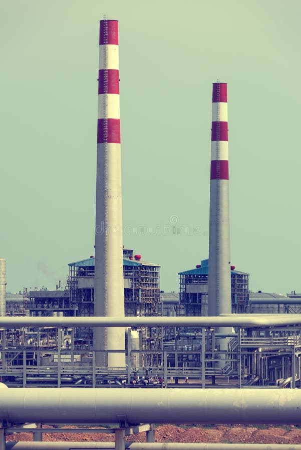 Gas Processing Factory. Landscape Stock Photo - Image of pipeline ...