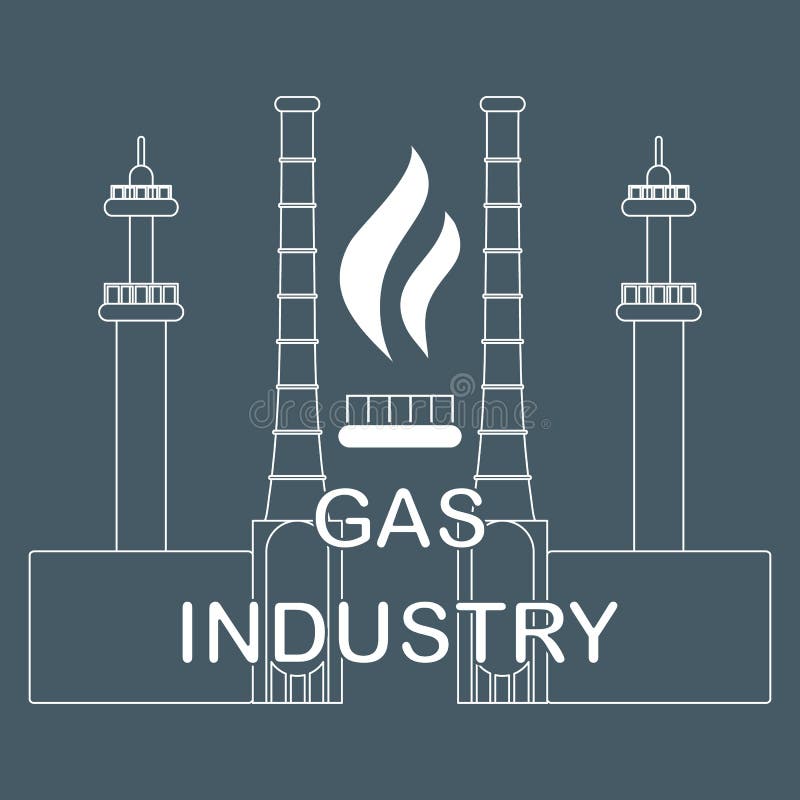Gas Processing Plant.Gas Burner with Flame Stock Vector - Illustration ...