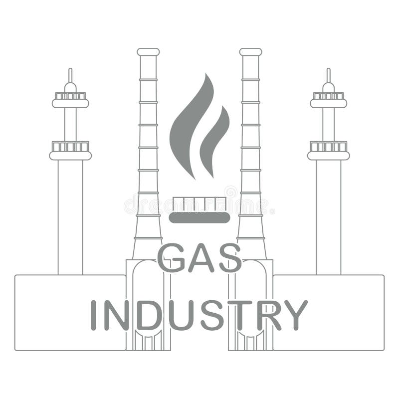 Gas Processing Plant.Gas Burner with Flame Stock Vector - Illustration ...