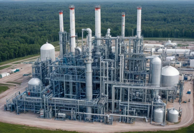 Gas processing plant stock illustration. Illustration of pump - 341433578