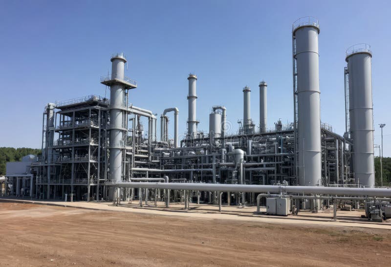 Gas processing plant stock illustration. Illustration of technology ...