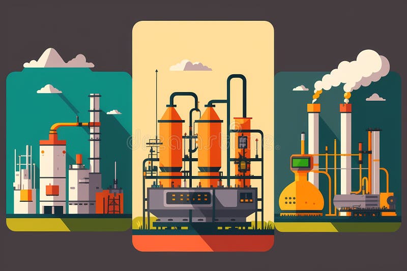 Gas Processing Plant. Gas Industry Concept Stock Illustration ...