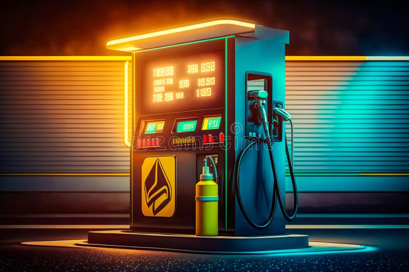 Gas Pump Sitting on the Side of Road Generative AI Stock Illustration ...