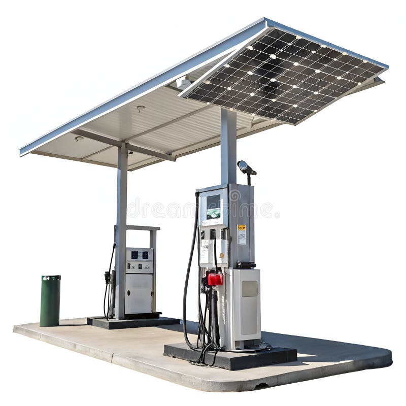 Gas Pump with Solar Panel Isolated on Transparent Background Stock ...