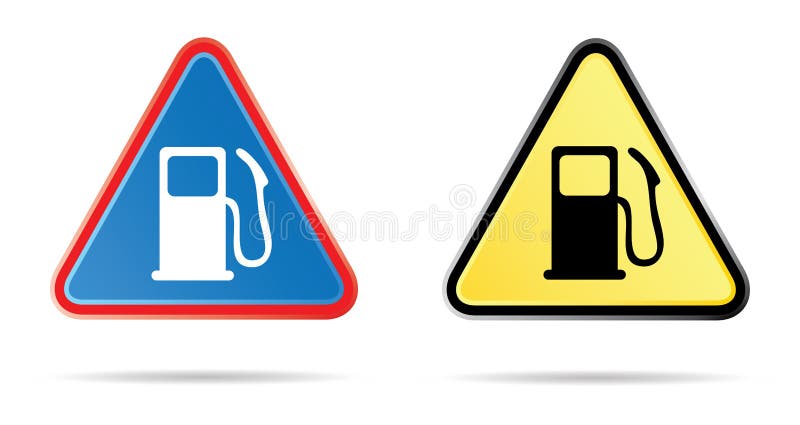 Gas Pump Triangular Road Sign Stock Vector - Illustration of gasoline ...