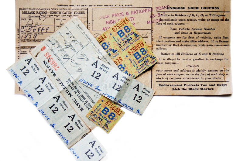 Gas Ration Coupons stock image. Image of automobile, vintage - 4943163