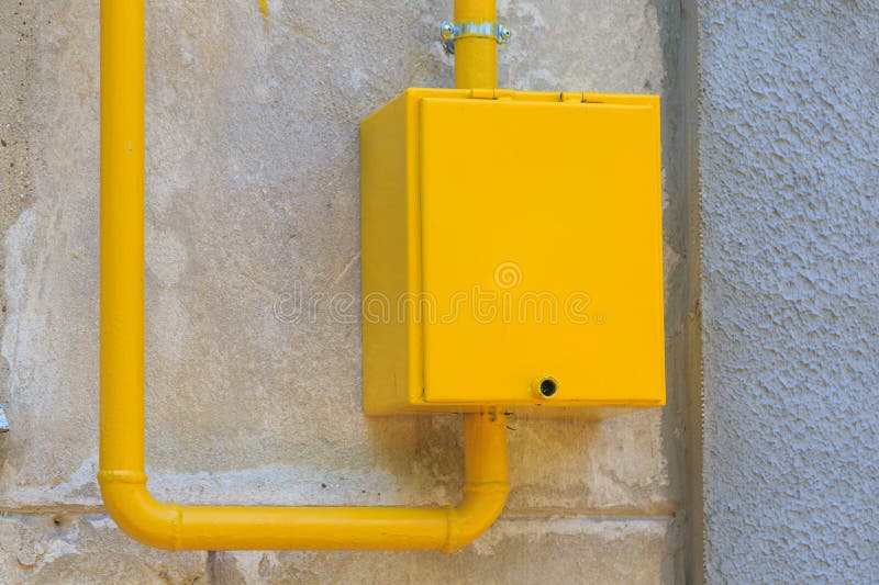 Gas Shield with Yellow Pipe. Background with Selective Focus Stock ...
