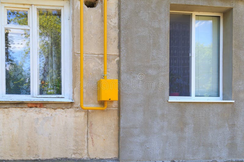 Gas Shield with Yellow Pipe. Background with Selective Focus Stock ...