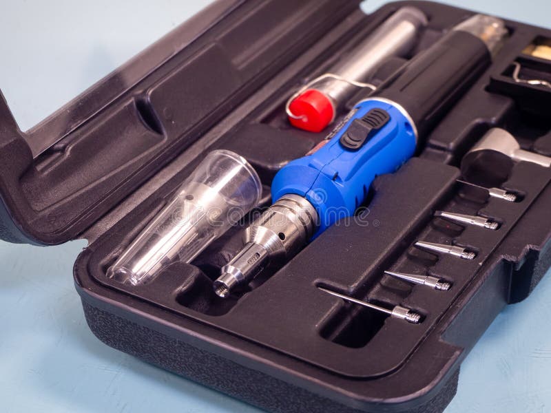 The Gas Soldering Iron in Box Isolated on White Background Stock Image ...