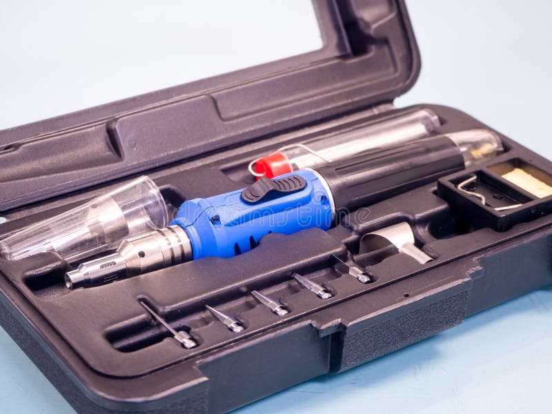 The Gas Soldering Iron in Box Isolated on White Background Stock Photo ...