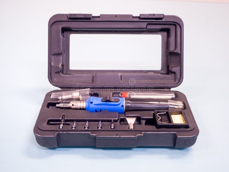 The Gas Soldering Iron in Box Isolated on White Background Stock Photo ...