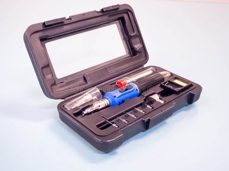The Gas Soldering Iron in Box Isolated on White Background Stock Photo ...