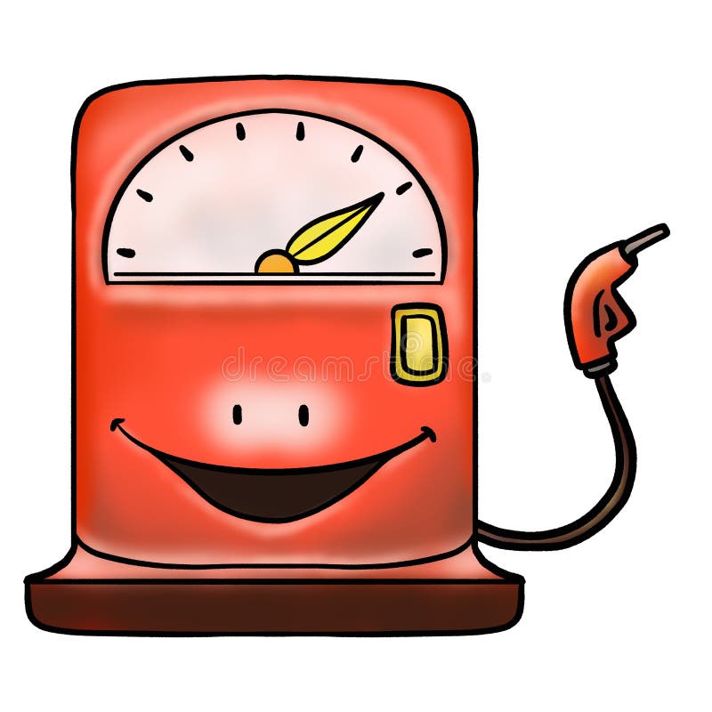 Gas Station with Smiling Face Cartoon Isolated Illustration Stock ...
