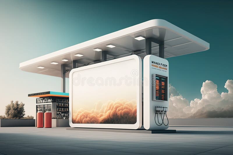 Gas Station with Billboard for Advertisement. Stock Illustration ...