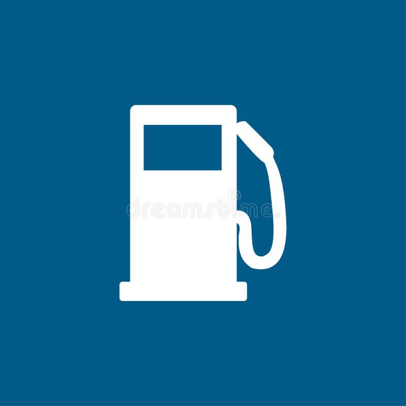 Gas Station Icon on Blue Background. Blue Flat Style Vector ...