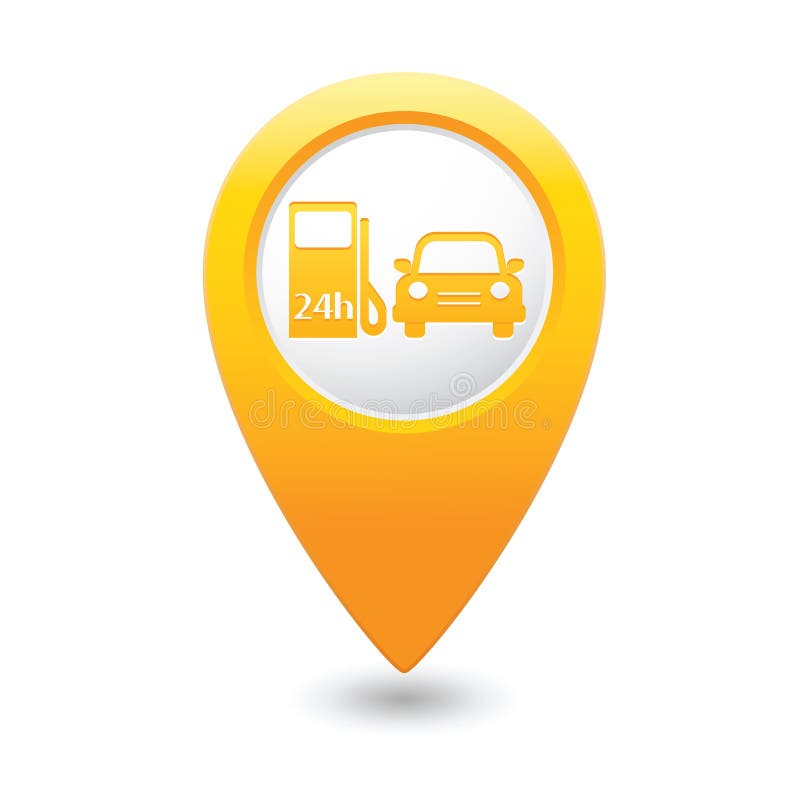 Gas Station Icon on the Map Pointer Stock Vector - Illustration of ...