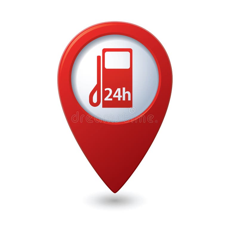 Gas Station Icon on the Map Pointer Stock Vector - Illustration of ...
