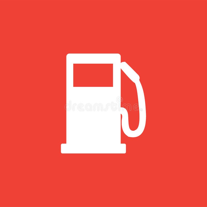 Gas Station Icon on Red Background. Red Flat Style Vector Illustration ...