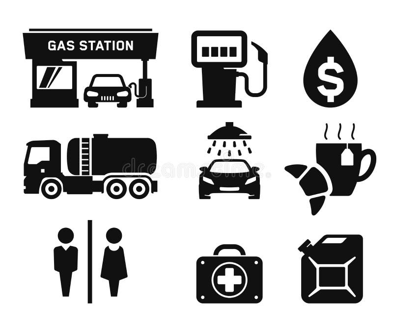 Gas station icons stock illustration. Illustration of automobile - 49479553