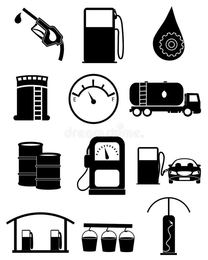 Set of Gas Station Icons on Green Map Pointers Stock Vector ...