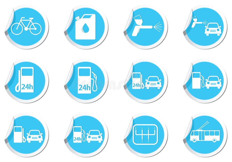 Set Of Gas Station Icons On Green Map Pointers Stock Vector ...