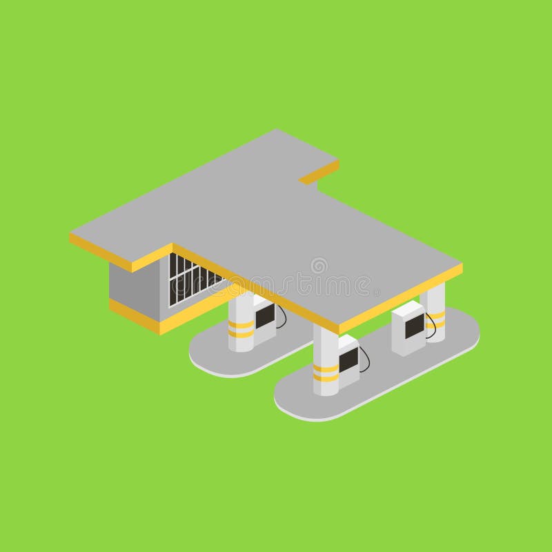 Gas Station Isometric Vector Illustration Stock Vector - Illustration ...