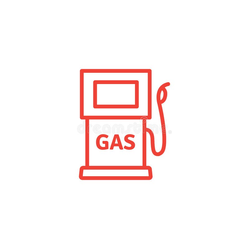 Gas Station Line Red Icon on White Background. Red Flat Style Vector ...