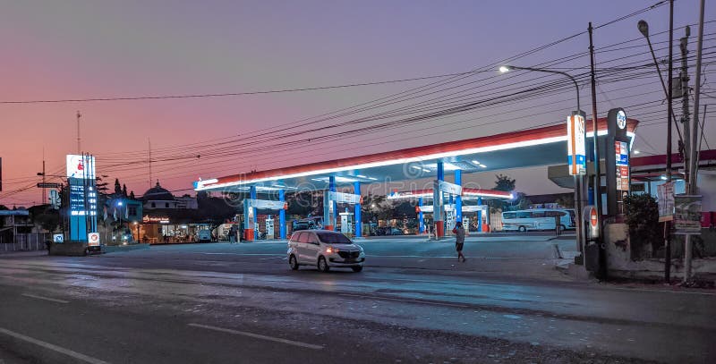 Gas station in the morning editorial stock image. Image of populer ...